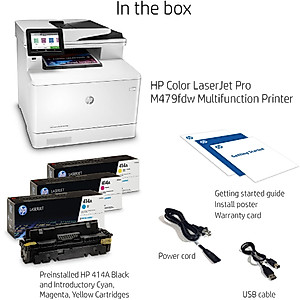 HP Color LaserJet Pro M479fdw Compact Wireless All-in-One Laser Printer, Print Scan Copy Fax, 4.3" Color Touchscreen, Auto 2-Sided Printing, WIFI, USB 2.0, 28ppm, 50-sheet, 600x600DPI, White,Durlyfish