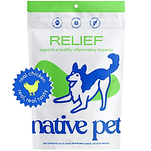 Native Pet Relief Chews - Anti Inflammatory for Dogs - Turmeric + Polyphenols + Green Lipped Mussels for Dogs - Natural Relief for Dogs - Dog Arthritis Supplement & Dog Joint Pain Relief - 120 Chews
