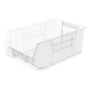 Akro-Mils 30281 Super-Size AkroBin Heavy Duty Stackable Storage Bin Plastic Container, (20-Inch L x 12-Inch W x 8-Inch H), Clear, (3-Pack)