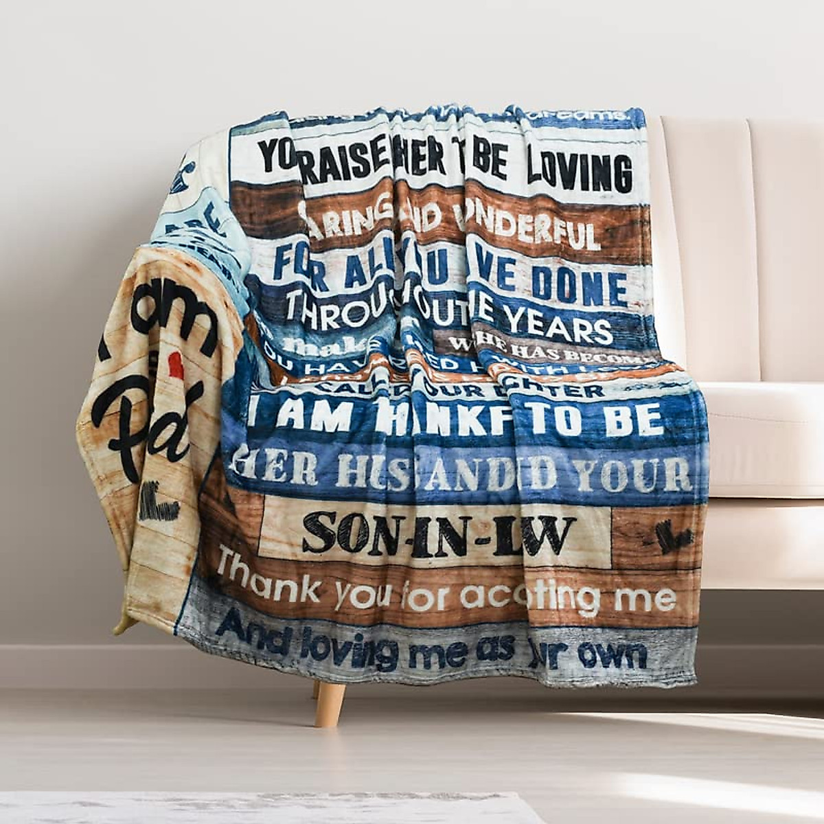 Merry Carve Father in Law Gift from Son in Law Birthday Gifts for Father in Law Throw Blanket to My Father of The Bride Gifts Christmas Father Day for Father in Law from Son in Law 60"*50"