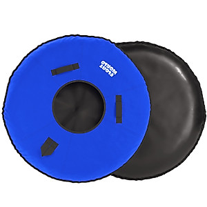 Float World Heavy Duty Snow Tube for Adults - Large 48 In Extra Durable Snow Tubing Winter Toy for Ski Mountains - Thick Vinyl Cover for Non-Pop Non-Stop Sledding (Blue)