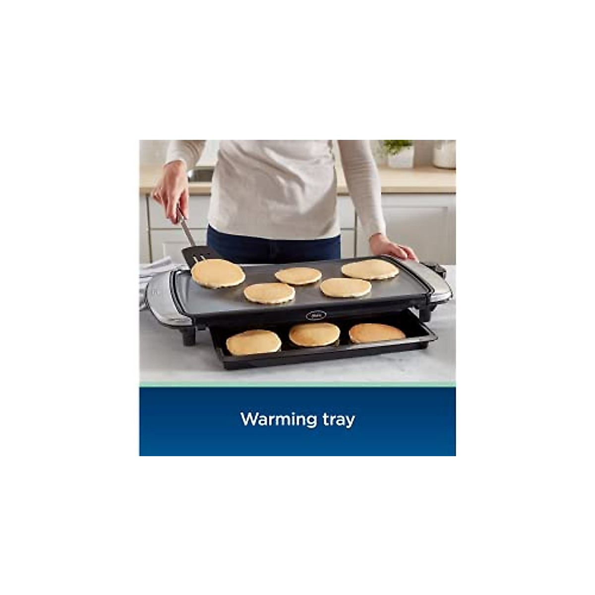 Oster DiamondForce 10 x 20" Nonstick Coating Infused with Diamonds Electric Griddle with Warming Tray
