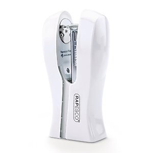 Rapesco 1319 Stand Up/Space-Saving Stapler, 20 Sheet Capacity, White