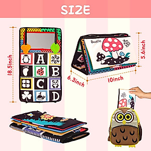 Little World Tummy Time Floor Mirror - Tummy Time Mirror Double High Contrast with Teething Toys, Developmental Black and White Baby Toys for Infants Newborn 0-3 Months Baby Boys and Girls