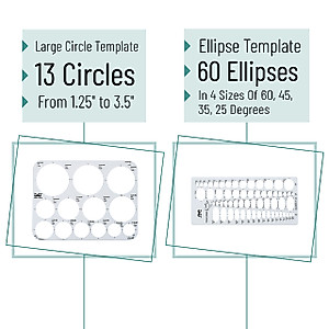 Mr. Pen- French Curve, Large Circle Template and Ellipse Template (6 Pc), Curve Ruler, Drawing Tools, Drafting Tools, Geometry Template, Drawing Templates, Architectural Templates, Journaling Supplies