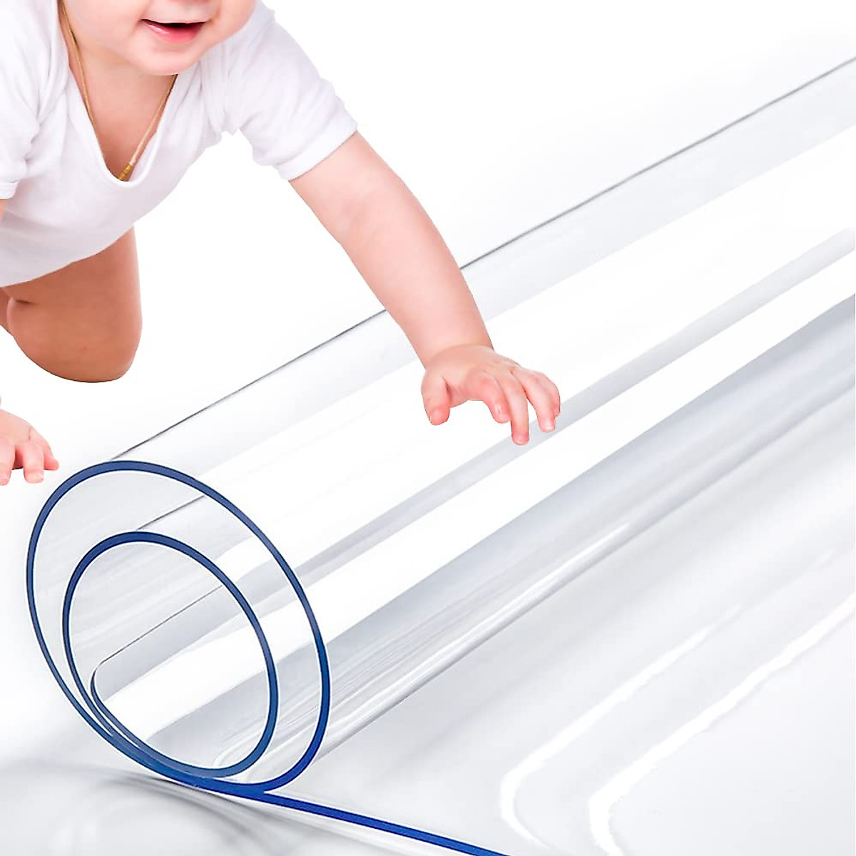 RostiKong 20 x 60 Inch Clear Plastic Dining Room Table Protector PVC Tablecloth Office Desk Blotter Pad Mat Table Top Protection Cover for 5ft Wooden Furniture Coffee End Side Dinner Bar Kitchen Table