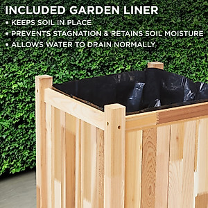 Jumbl Canadian Cedar Planter Box | Wood Garden Bed for Growing Flowers, Succulents & Other Plants at Home | Great for Outdoor Patio, Deck, Balcony