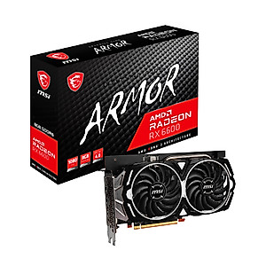 MSI Radeon RX 6600 Armor 8G Gaming Graphics Card - AMD RX 6600, GPU 2044/2491 MHz, 8000MB DDR6 Memory