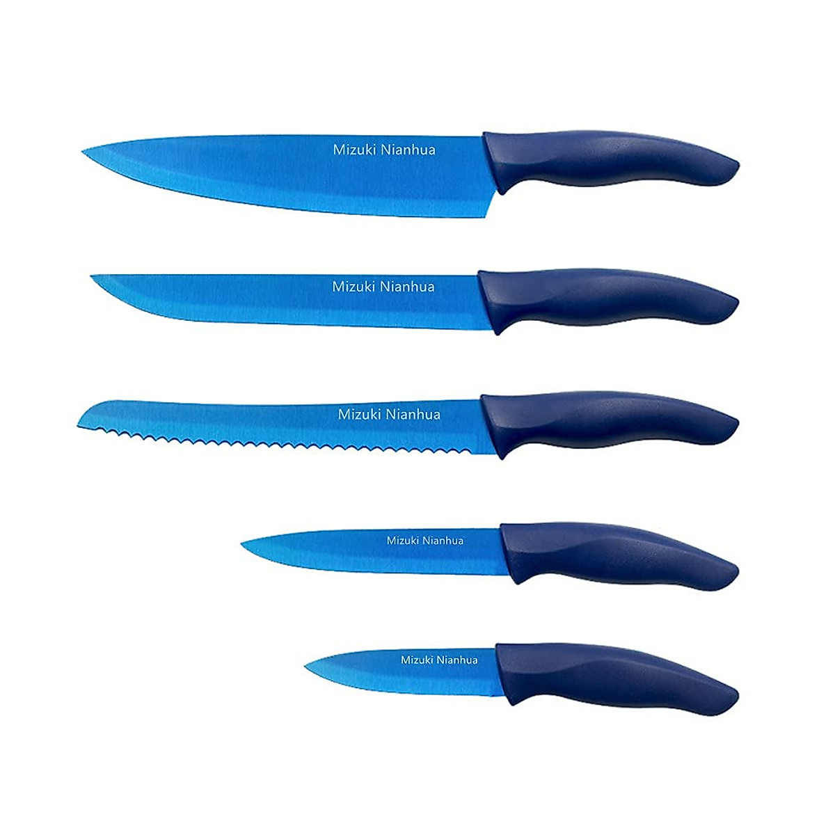 Mizuki Nianhua Knife Set,Blue Kitchen Knife Chef Set, Kitchen Knife Set Stainless Steel, Kitchen Knife Set Dishwasher Safe with Sheathes