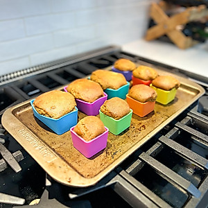 Square Silicone Lunch Box Dividers 6pcs - Bento Box Divider 2"x2"x1.5" - Bento Box Accessories Cupcake Baking Cups - Meal Prep Containers Blue Turquoise Yellow