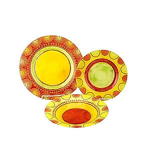 Aprocal Tempered Glass 18-pc Table Set "PROPRIANO SIENNA", Elegant Dining Table Set For 6
