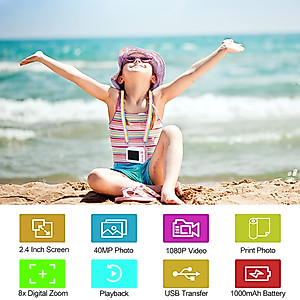 SudnXih Instant Camera for Kids Toys for 5-8 Year Old Girls, Kids Camera Instant Print Birthday Gifts for Girl Age 4 5 6 Selfie Camera with 180 Flip Screen Pink