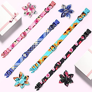Pink Dog Collar Floral Girl Dog Collar with Rose Flower Bow Tie Dog Collar for Cute Girl Female Cats Dogs Spring Summer Season Dog Collar for Puppy Small Medium Large Dogs Best Gift for Your Furbaby