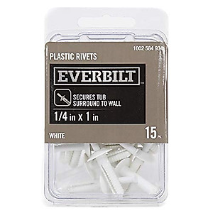 Everbilt 1/4 in. x 1 in. Plastic Pin Drive Rivets (30 Pieces), Designed to Hold Wall Surrounds to Drywall Backing, Lightweight and Durable with White Nylon Material