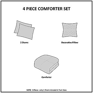 Madison Park Amelie Comforter Set - Feminine Design Colorful Floral Print, All Season Down Alternative Bedding Layer and Matching Shams, Full/Queen, Black 4 Piece