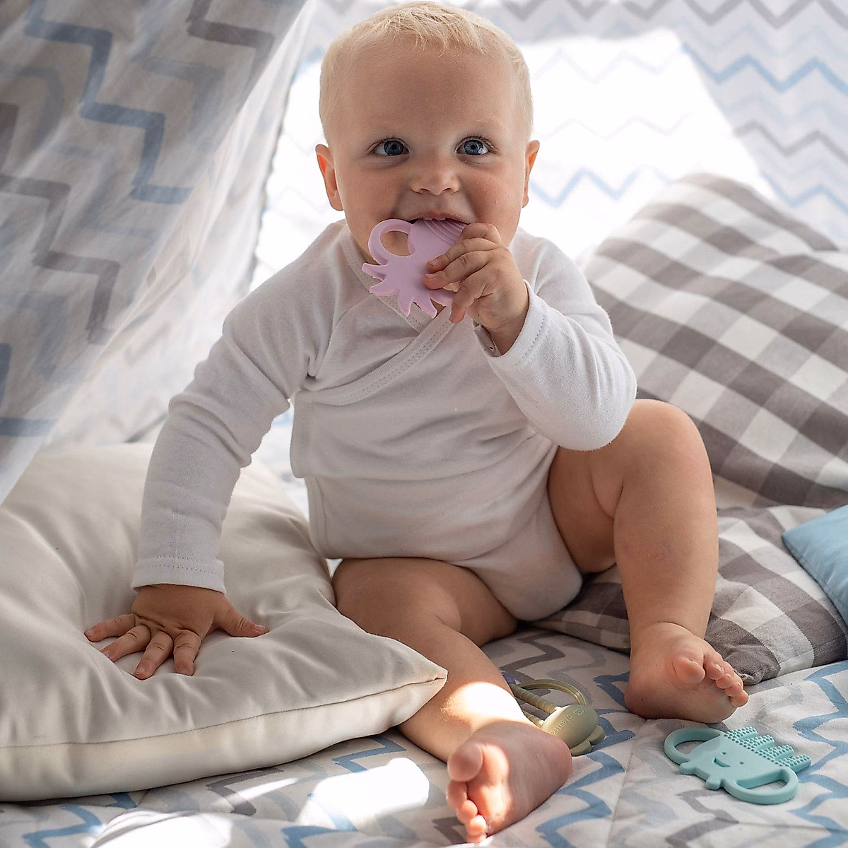 Baby Teething Toys by Sisilia | BPA Free Silicone Teething Toys for Babies | CPSIA Compliant Teething Toys | Octopus (Babyblue)