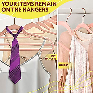Amiff Beige Velvet Hangers 17.5". Pack of 10 Thin Hangers Non Slip Velvet for Any Clothing Style. Sturdy & Heavy-Duty Velvet Hanger 17.5 Inch Size. Portable Adult Velvet Clothes Hangers