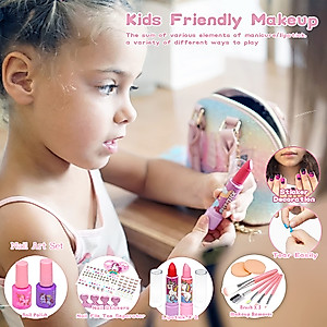 Kids Makeup Kit for Girl - Kids Makeup Kit Toys for Girls Washable Make Up for Little Girls, Child Play Real Makeup Set, Non Toxic Toddlers Pretend Cosmetic Kits, Age 4-12 Year Old Children Gift
