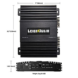 LEIGESAUDIO 500 Watts MonoBlock Amplifier, Class D, 1 Ohm Stable Subwoofer Amplifiers for Car Audio Speakers