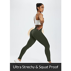 baleaf Seamless Workout Leggings for Women Scrunch Butt Lifting Workout Leggings Yoga Pants, High Waisted Tummy Control Fitness Active Army Green S
