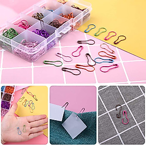 300 Pieces Safety Bulb Pins,10 Colors Calabash Crochet Stitch Markers, Metal Safety Pins for Knitting and DIY Project with Storage Box