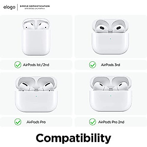 elago Ear Hooks Designed for AirPods Pro, AirPods 3 and AirPods 1, 2, Anti-Slip Earbud Accessories, Comfortable Fit, Ergonomic Design, Durable TPU Construction, Perfect for Exercising [White]