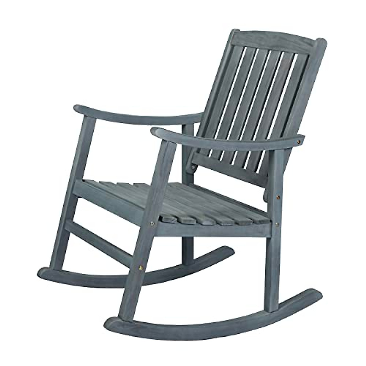 JONATHAN Y RCK102B Penny Classic Slat-Back 300-Lbs Support Acacia Wood Patio Outdoor Rocking Chair for Garden, Lawn, Backyard, Pool, Deck, Beach, Firepit, Gray