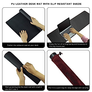 ZORESYN Large Desk Pad (55.1"x23.6") - PU Leather Office Desk Mat, Waterproof Desk Protector with Smooth Surface, Durable Stitched Edges - Black, Oversized Desk Mat for Home & Office