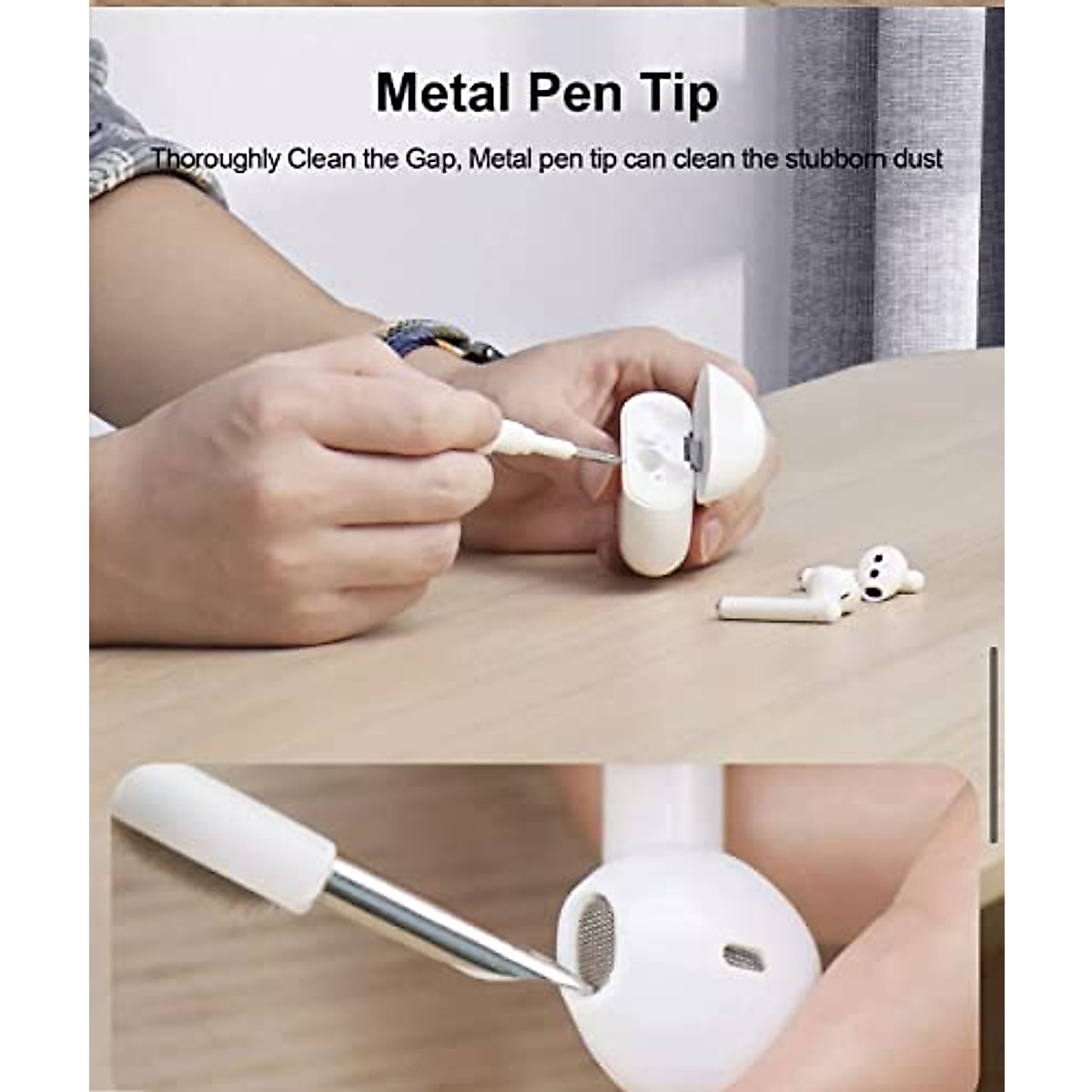 Headphone and Charging Port Cleaning Pen 3-in-1 Tool for Ear Buds Air Pods Bluetooth Earphones Cleans Ear Wax, Dirt, Dust and More