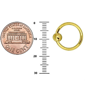 Ritastephens 14K Solid Yellow Gold Nipple Ring Captive Bead Ring Body Jewelry 14 gauge