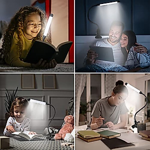 COSYWARM 6W Clip on Light, LED Reading Light for Bed Headboard, Eye Caring Reading Lamp for Bed, Gooseneck Design for Book Clamp Light, 2 Brightness Levels, Clip on Lamp for Desk, Bed Headboard.
