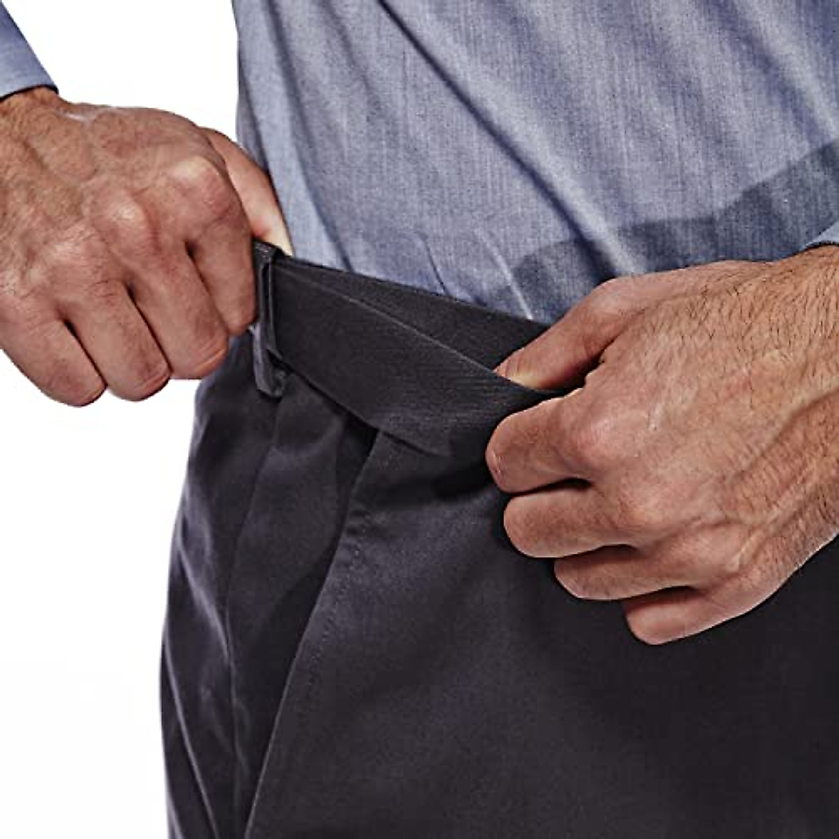 Haggar mens Premium No Iron Khaki Classic Fit Expandable Waist Flat Front Pant, Dark Grey, 34x30