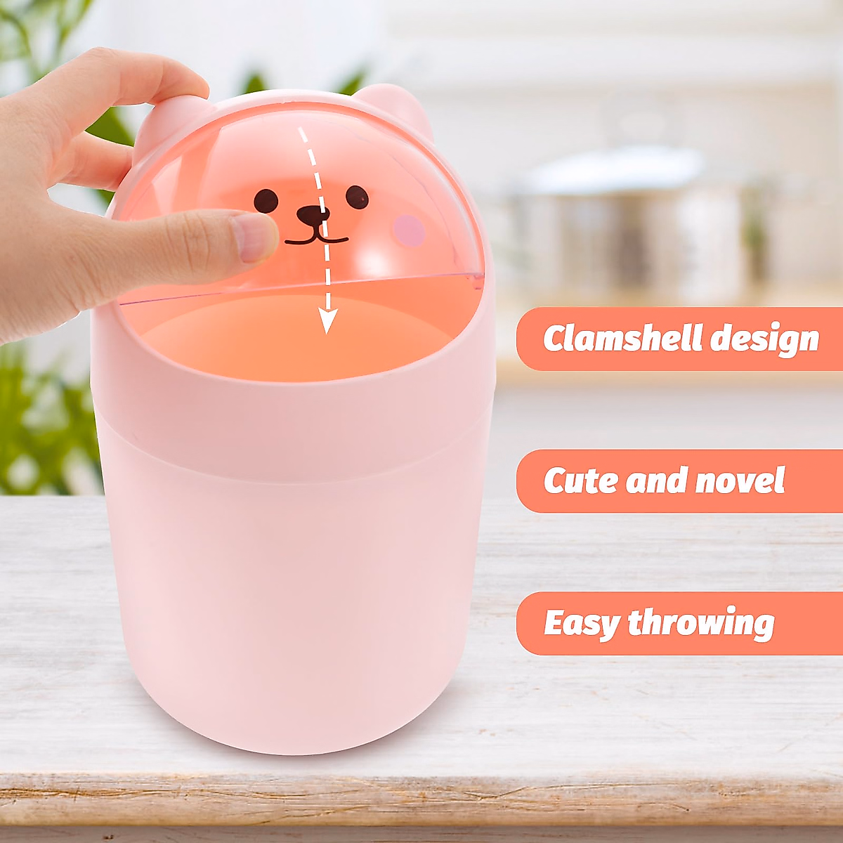 Garneck Desktop Trash Can Office Containers with Lids Computer Trash Can Desktop Garbage Can Slim Trash Can with Lid Wastebaskets Mini Trash Bin Plastic Trash Can for Table Swing Car