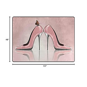 ALAZA High Heel Shoes Butterfly Non Slip Area Rug 4' x 5' for Living Dinning Room Bedroom Kitchen Hallway Office Modern Home Decorative