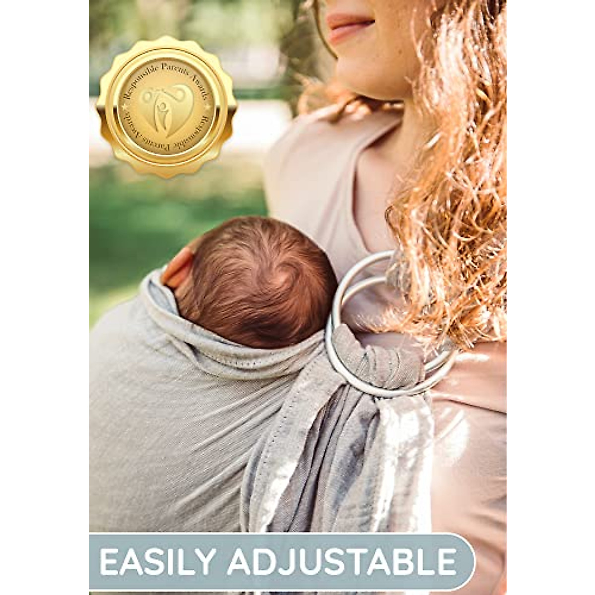 Baby Sling and Ring Sling 100% Cotton Muslin Infant Carrier, Ring Sling Baby Carrier Front and Chest Newborn Carrier Baby Carrier Wrap, Toddler Carrier – Grey