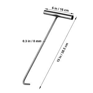 38cm Utility Tool Stainless Steel Manhole Cover Hook T Hook Manhole Tool Manhole Lift Hooks T- Handle Meat Boning Hook for Trampoline Pull Springs Open Manhole Covers Hook Tool