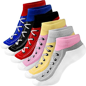 SATINIOR 6 Pairs Cool Novelty Low Cut Socks Sneakers Ankle Socks Non Slip Socks Soft Cool Socks Running Socks Gifts Idea for Women Girl Men