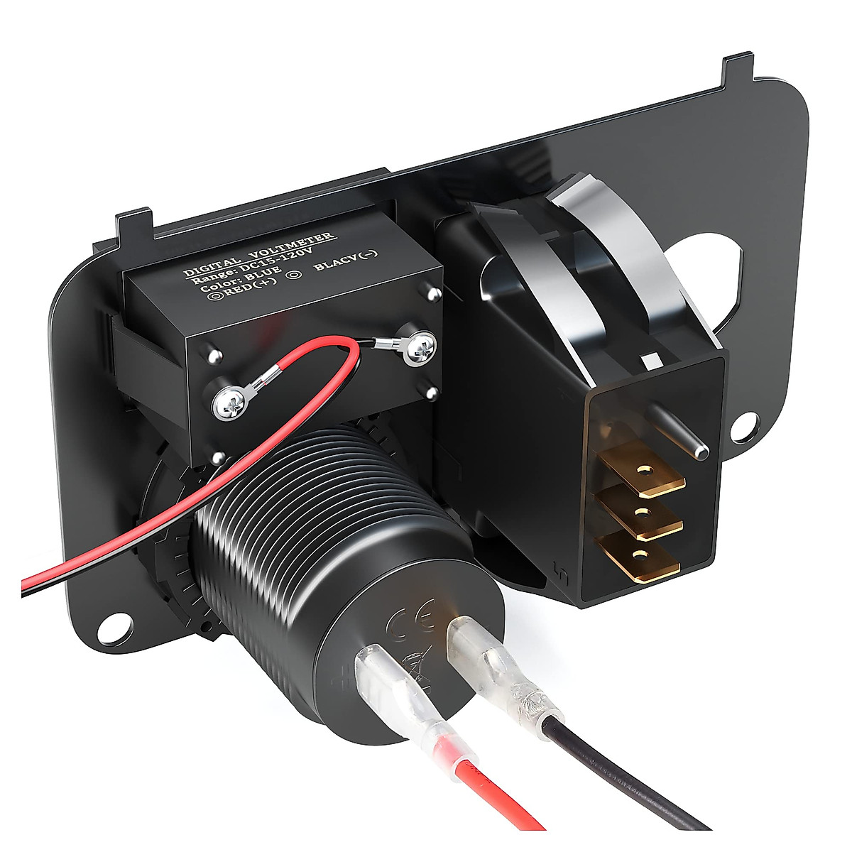 10L0L Golf Cart 3 in 1 Multifunctional Integrated Panel,12V 3.0 Fast Charge Dual USB Charger Socket & LED Digital Voltmeter & Forward Reverse Switch Button,Fit for EZGO TXT PDS Golf Models