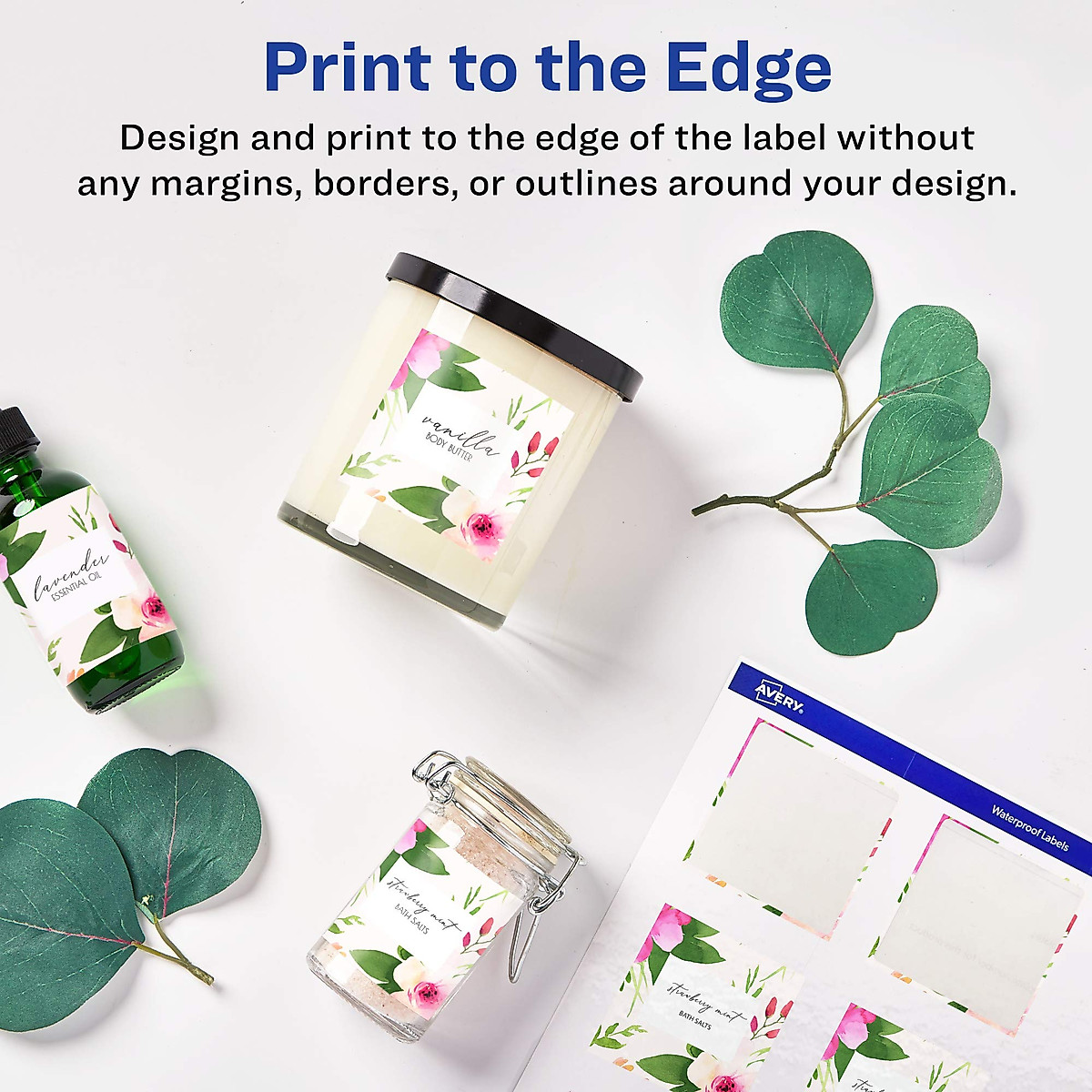 Avery Square Labels with Sure Feed, 2" x 2", 120 Glossy White Labels (36476)