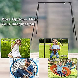Hishine Swing Stand for Porch Outdoor Heavy Duty Swing Frame, Full Steel Metal Frame with 4 Ground Pegs, 71" Height Holds Up to 550lbs, Black (Swing NOT Included)
