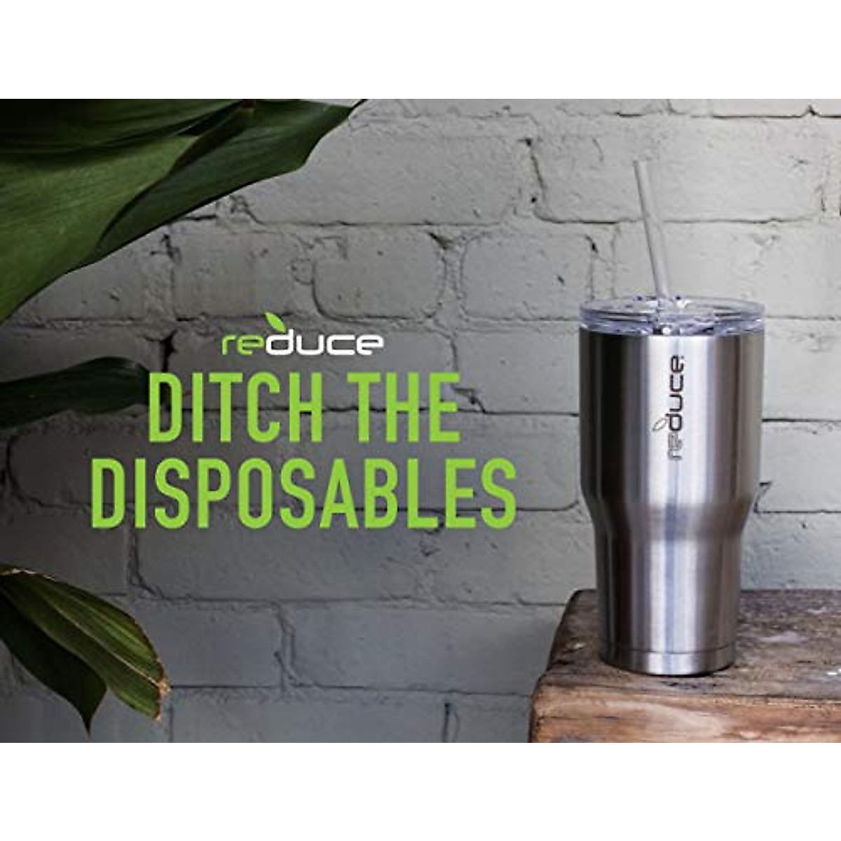 Reduce Tumbler Lid and Straw Set for 30-40 oz Tumblers/Mugs - BPA Free, Dishwasher Safe, Impact Resistant - Replace Broken, Damaged or Lost Reduce Cold 1 Straws and Lids - Large