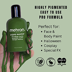 Mehron Makeup Liquid Makeup | Face Paint and Body Paint 4.5 oz (133 ml) (GREEN)