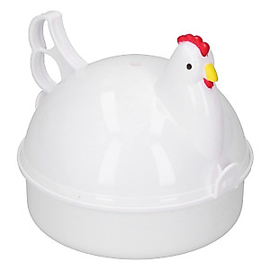 Microwave Oven Boiler Microwave Egg Steaner Poacher Cooker Boiler Steamer Gadgets Cook Soft and Hard Boiled Egg, Chicken Shape, For 4 Eggs Kitchen White