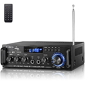 Facmogu Home Audio Amplifier, Bluetooth 5.0 Receiver Wireless Power Amplifier, Max 400Wx2 RMS 50Wx2 Dual Channel HiFi Sound Audio System Home Stereo Receiver, MIC in w/Echo, Bass & Treble w/USB/RCA/FM