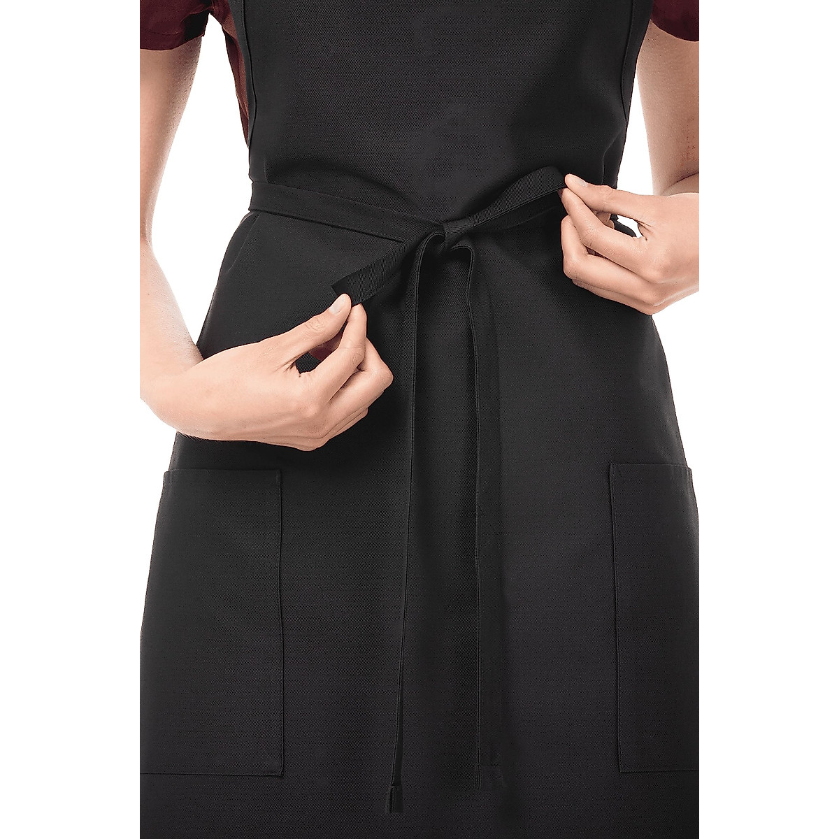 Chef Works Unisex Two Patch Pocket Bib Apron, Black, One Size