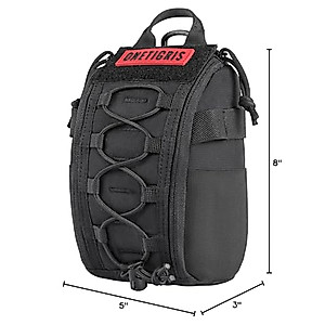 OneTigris IFAK Molle Pouch - Tactical First Aid Bag Medical Admin Pouches Trauma Kit Bag EMT MED Belt Backpack with D-Ring Hook for Outdoor Activities and Emergency Uses (Empty Bag)