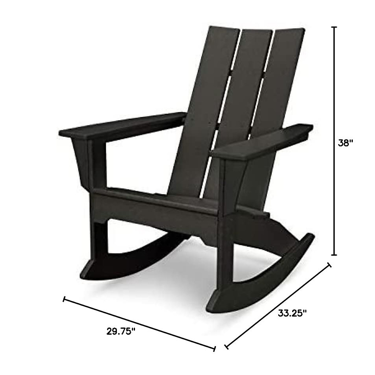 POLYWOOD MNR10BL Modern Adirondack Rocker, Black