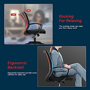 Office Chair Computer Chair Ergonomic Mid Back Swivel Chair Rolling Desk Chair with Armrest Height Adjustable Lumbar Support Mesh Chair,Black