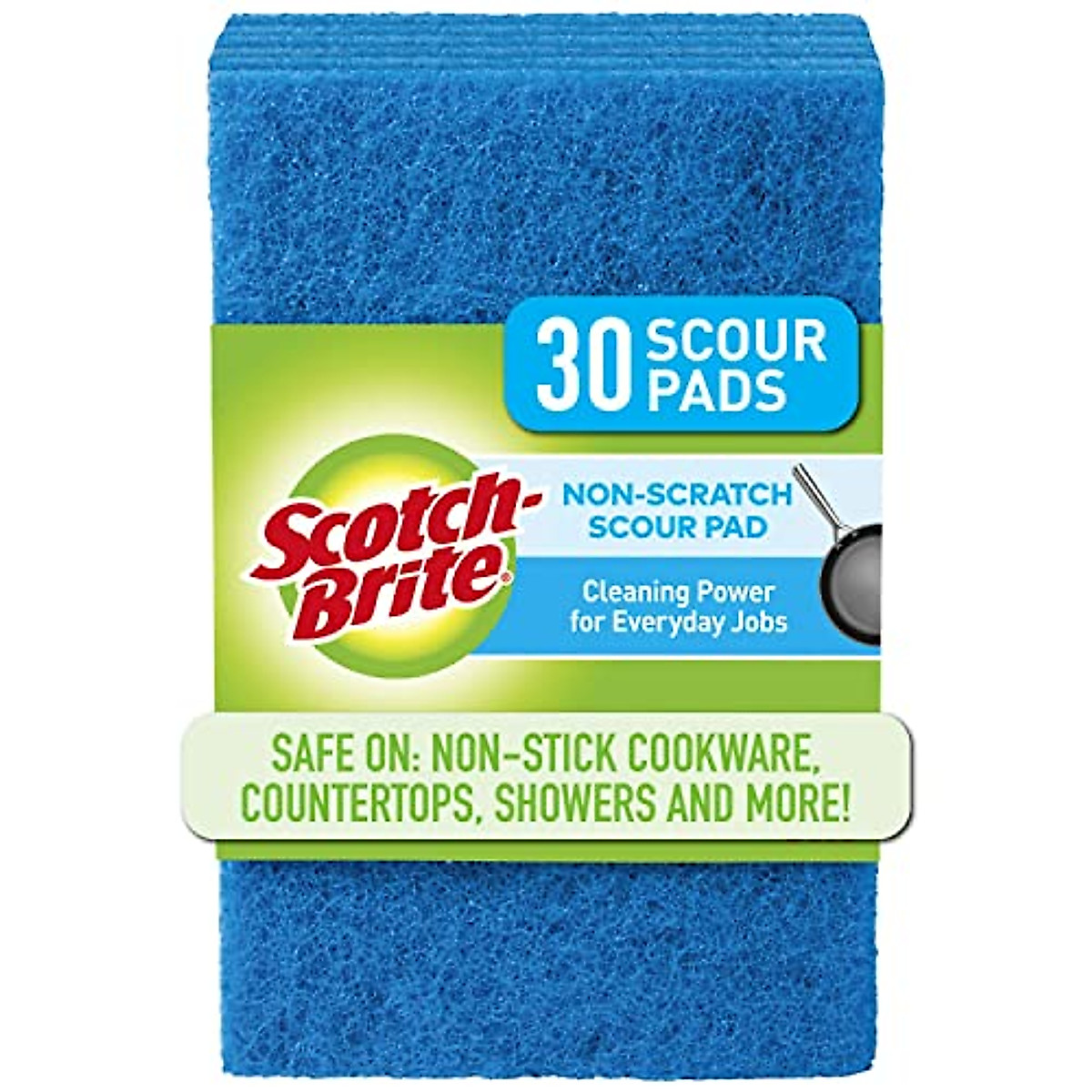Scotch-Brite Non-Scratch Scour Pads, Scouring Pads for Kitchen and Dish Cleaning, 30 Pads