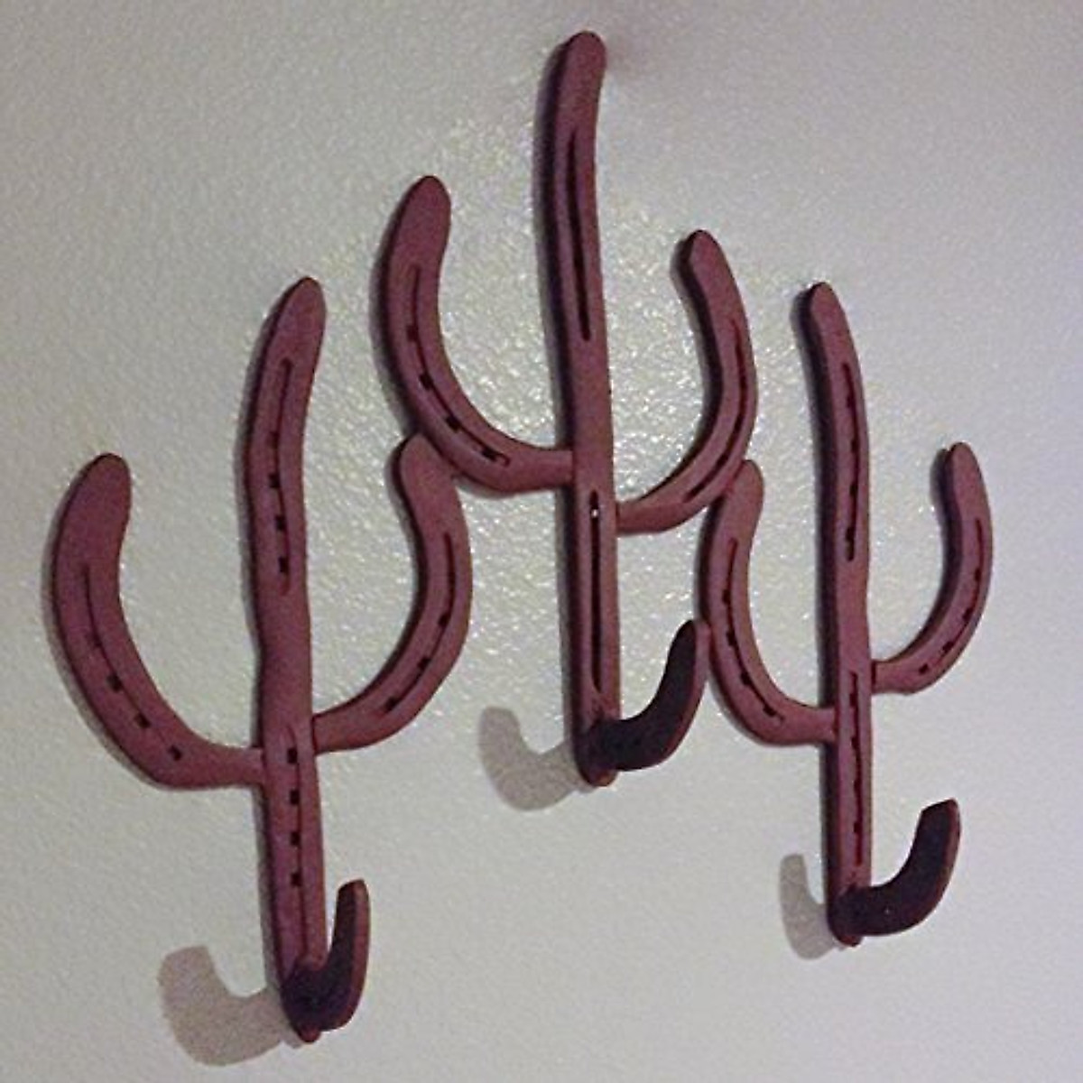 Rustic Horseshoe Cactus Hanger Hooks - The Heritage Forge Polished Metal